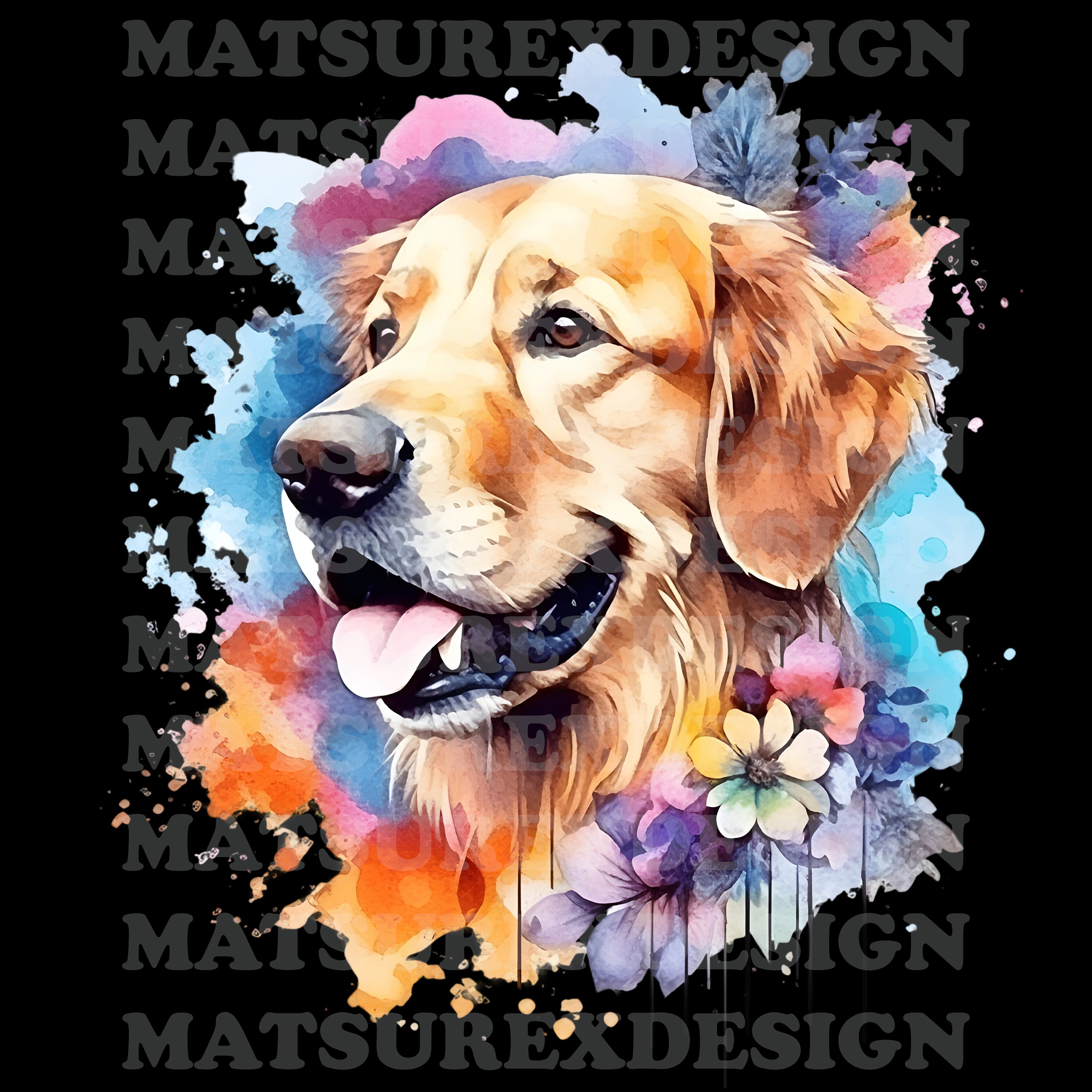 Golden Retriever 9 | Watercolor Portrait | Dog | PNG JPG | Digital ...