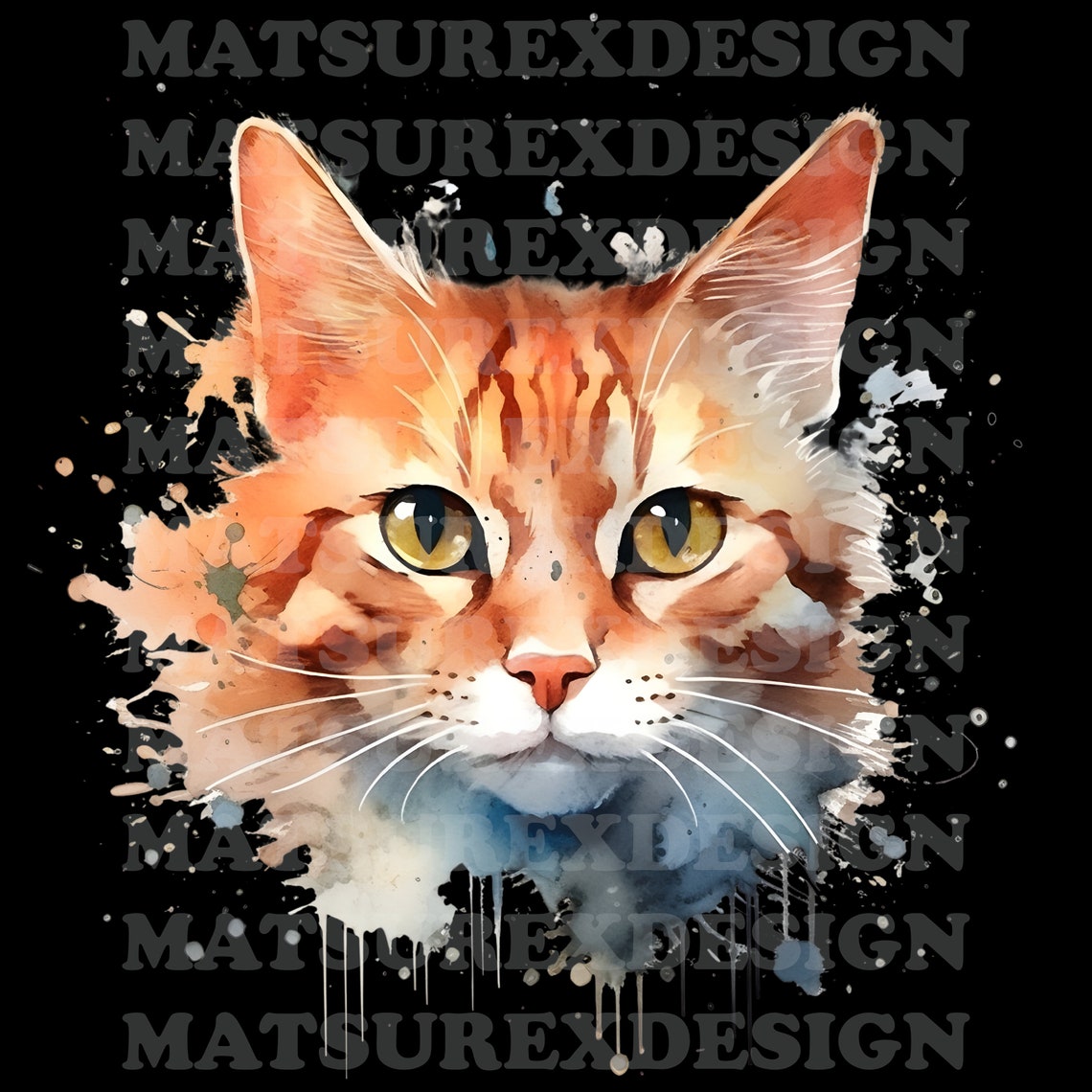 Orange Tabby Cat 1 | Beautiful Watercolor Portrait | PNG JPG | Digital ...
