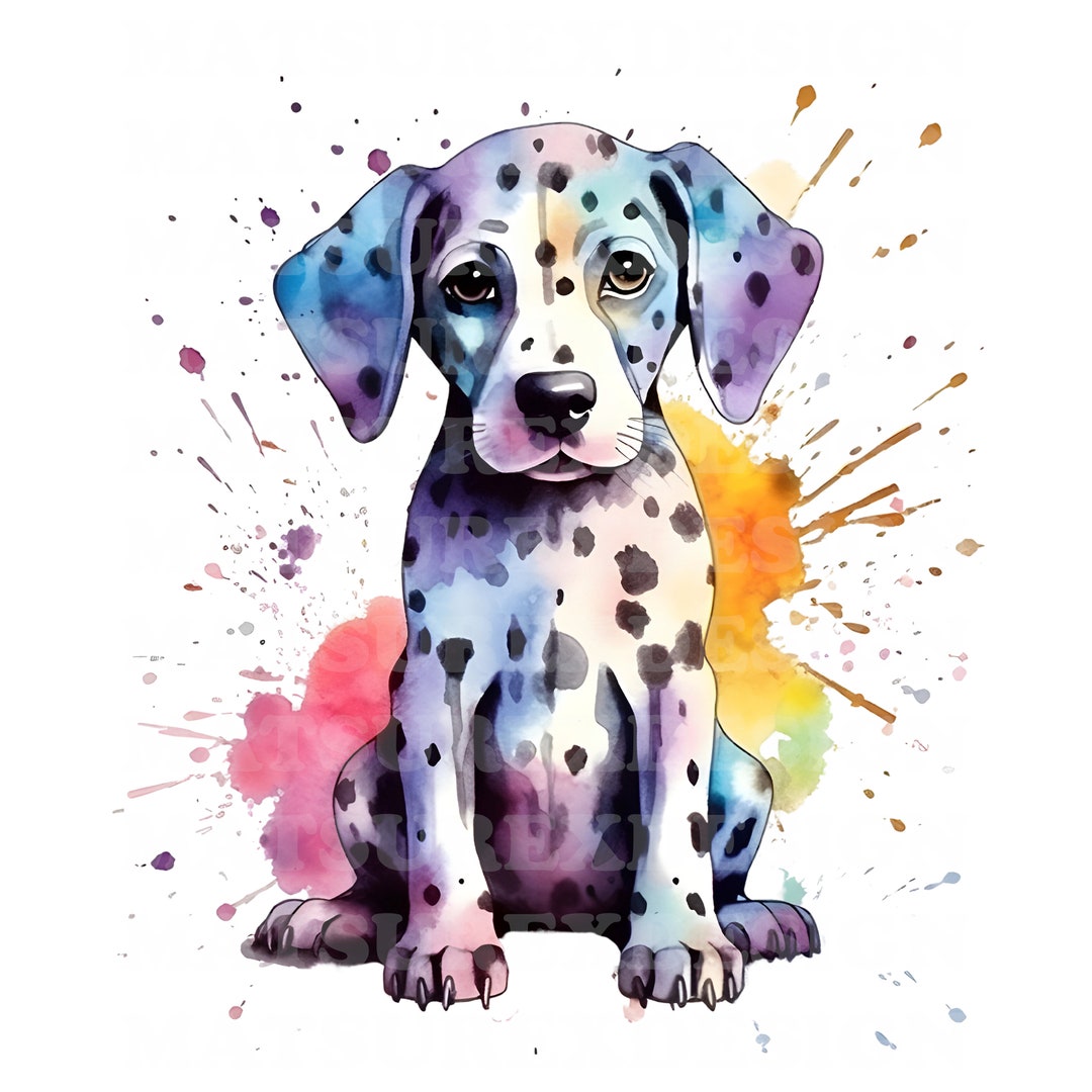 Dalmatian Puppy 4 Beautiful Watercolor Portrait PNG JPG Digital ...