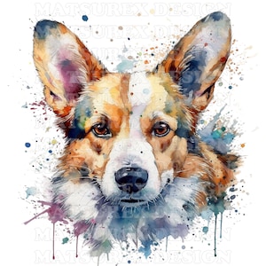Corgi 2 | Beautiful Watercolor Portrait | Dog | PNG JPG | Digital ...