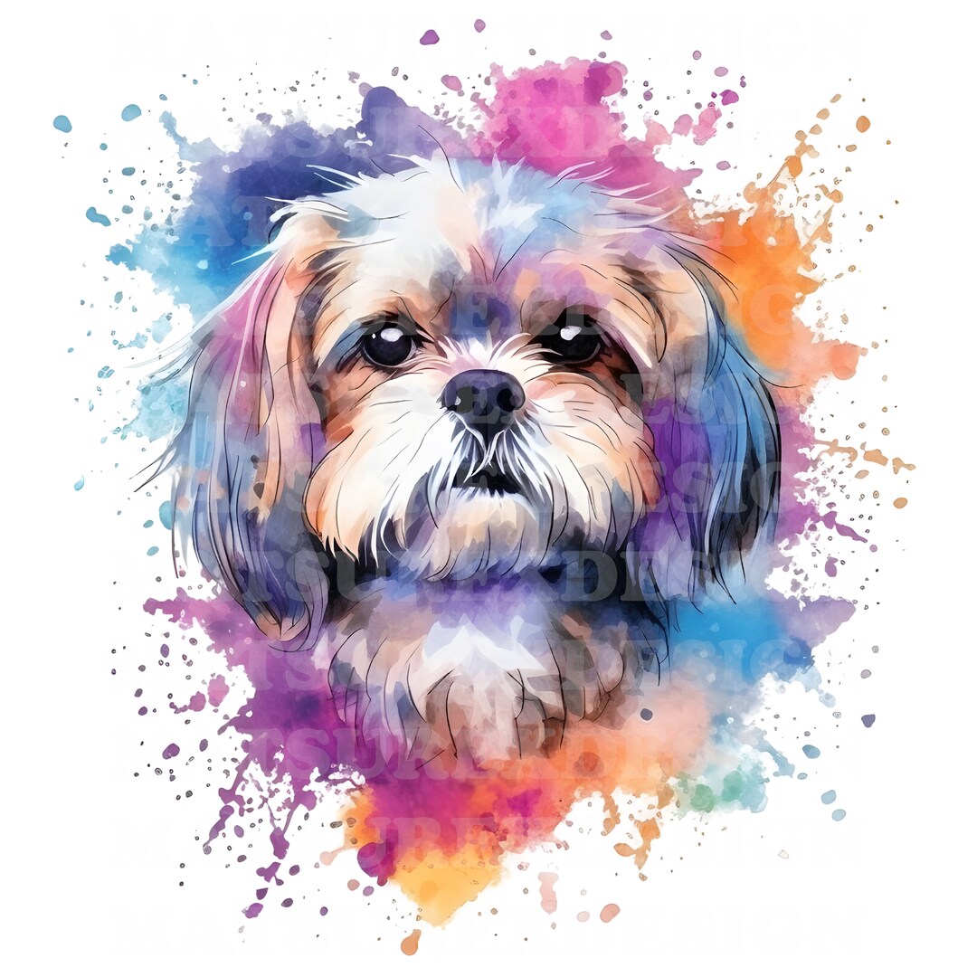 Shih Tzu 5 | Beautiful Watercolor Portrait | PNG JPG | Digital Download ...