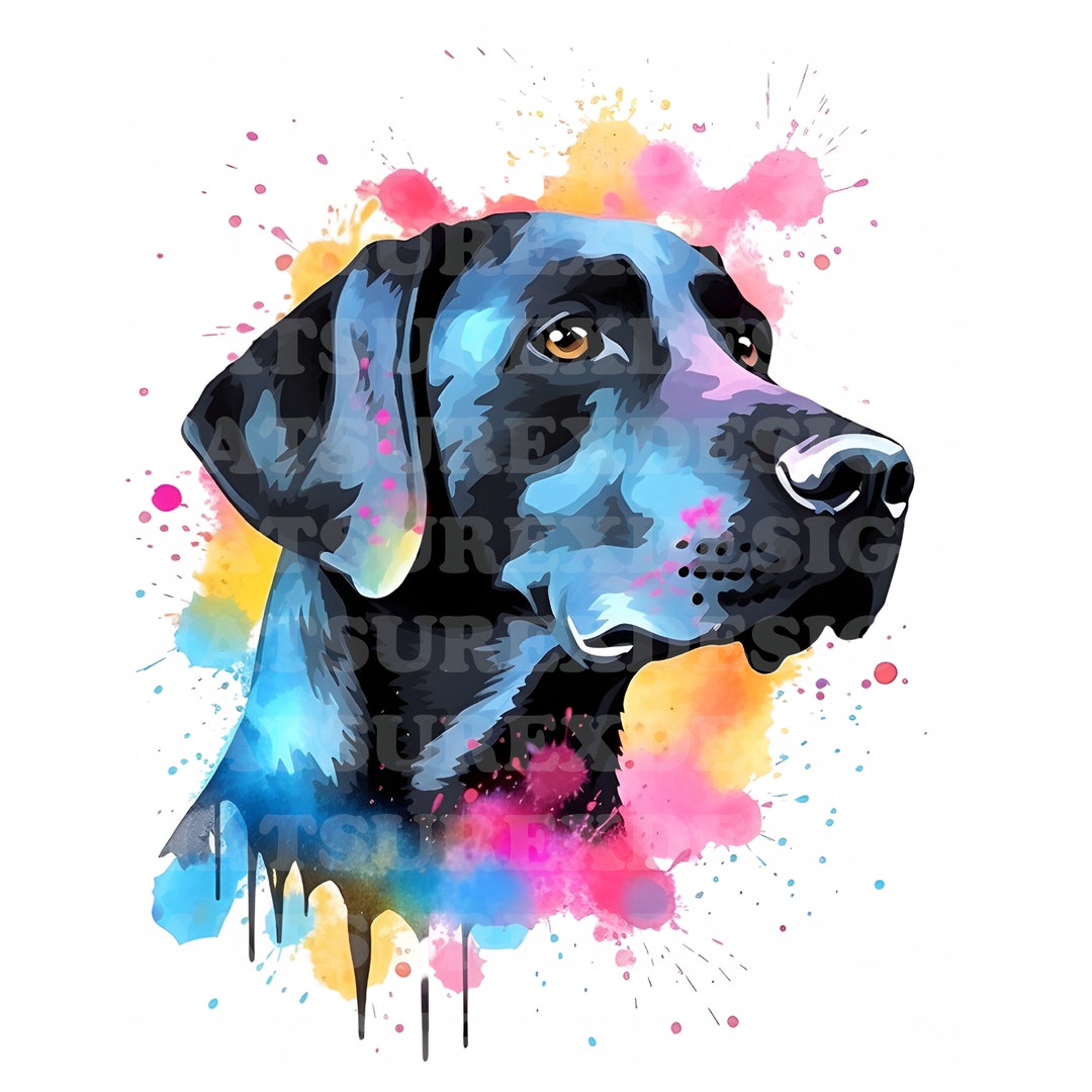 Black Lab 2 | Watercolor Portrait | Dog | PNG JPG | Digital Download ...