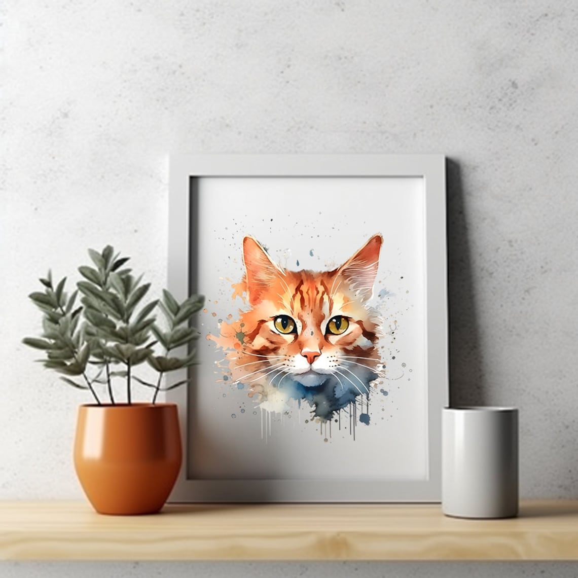 Orange Tabby Cat 1 | Beautiful Watercolor Portrait | PNG JPG | Digital ...