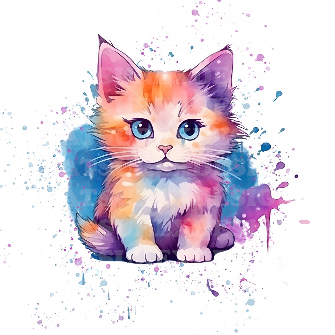 Munchkin Cat 2 | Beautiful Watercolor Portrait | PNG JPG | Digital ...