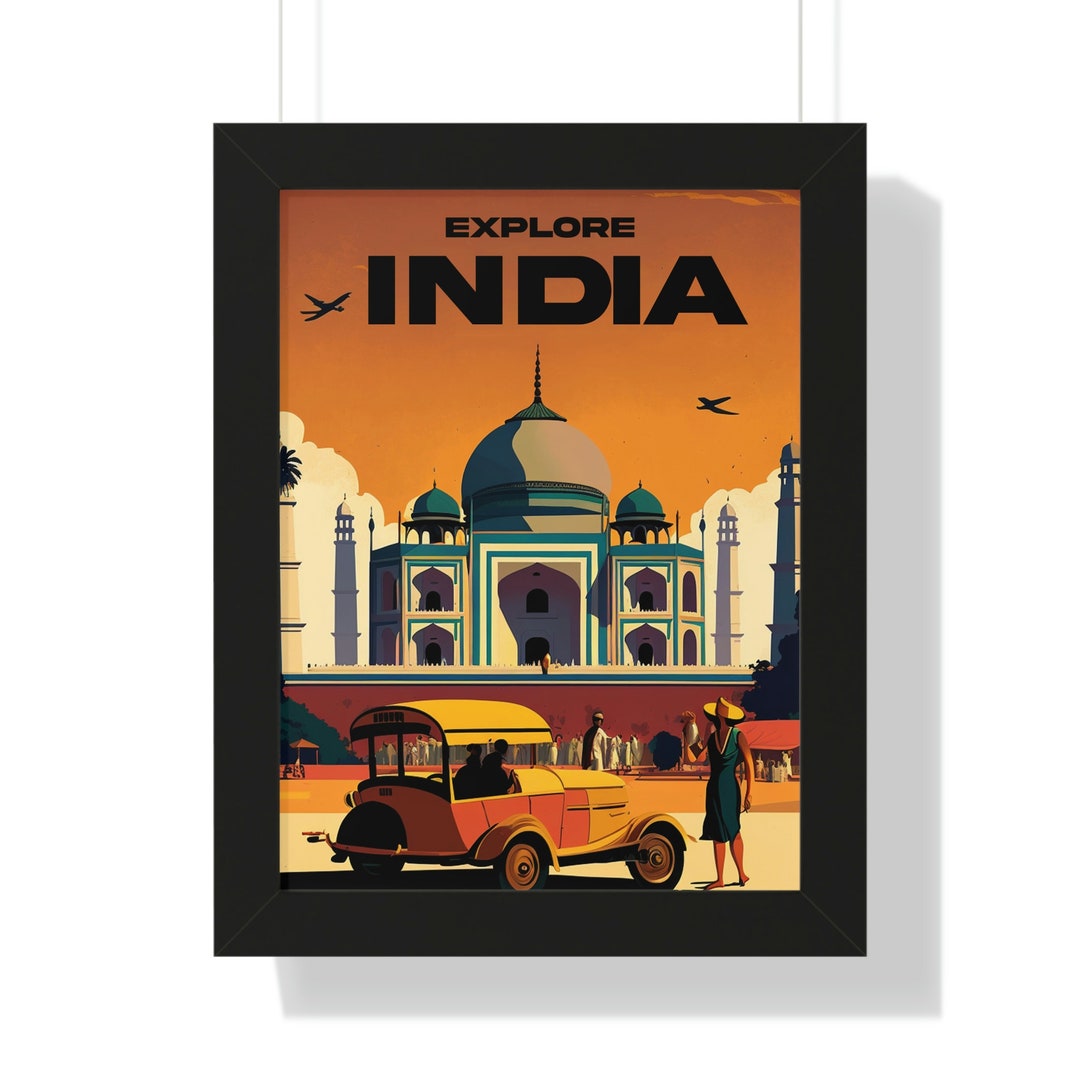Explore India Retro Vintage Style Wall Art Framed Print - Etsy