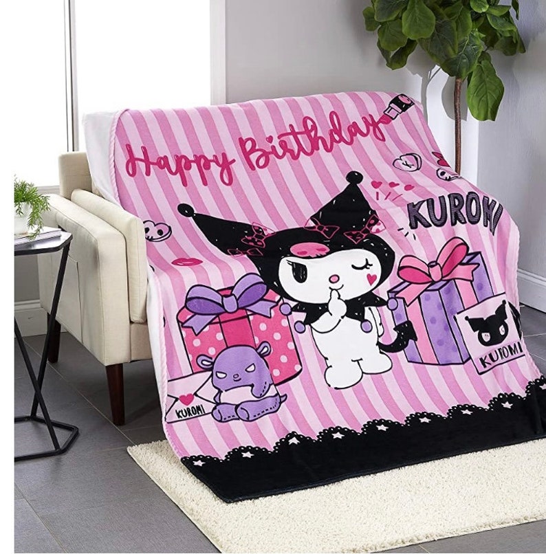 Kuromi HAPPY BIRTHDAY Super Soft Micro Fleece Cozy Blanket. Extra Large ...