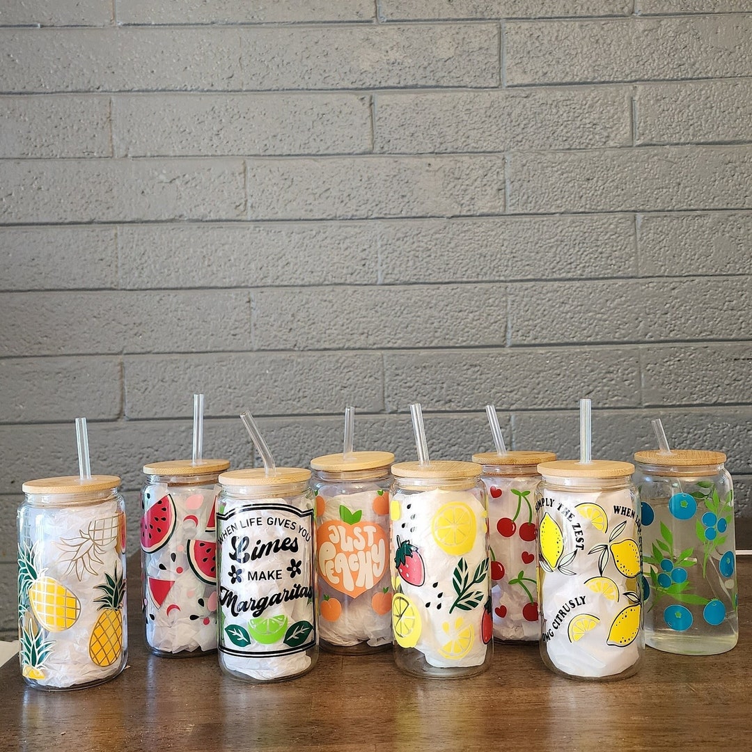 Summer Fruit Libbey Cups Bamboo Lids - Etsy