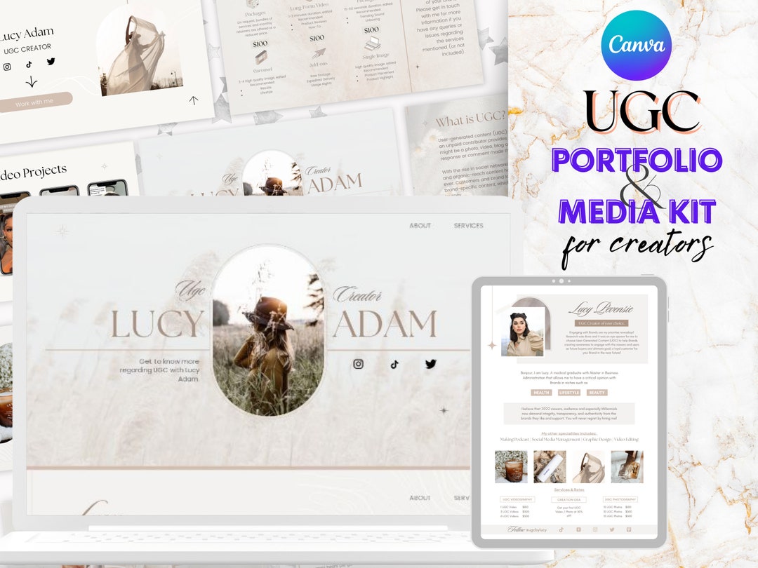 Minimal UGC Creator Bundle Portfolio Template, UGC Creator Media Kit ...