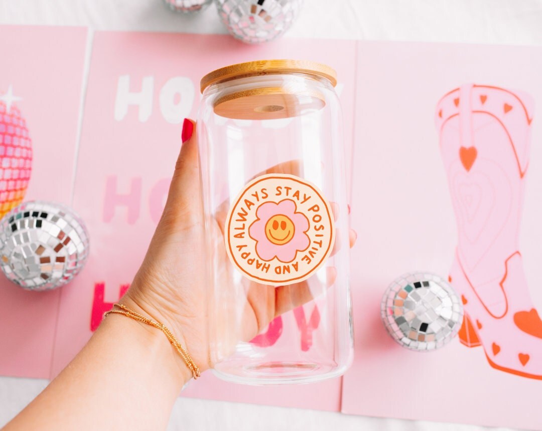 16oz Cowgirl Glass Can With Lid & Straw Cute Cupe Motivational Cup ...