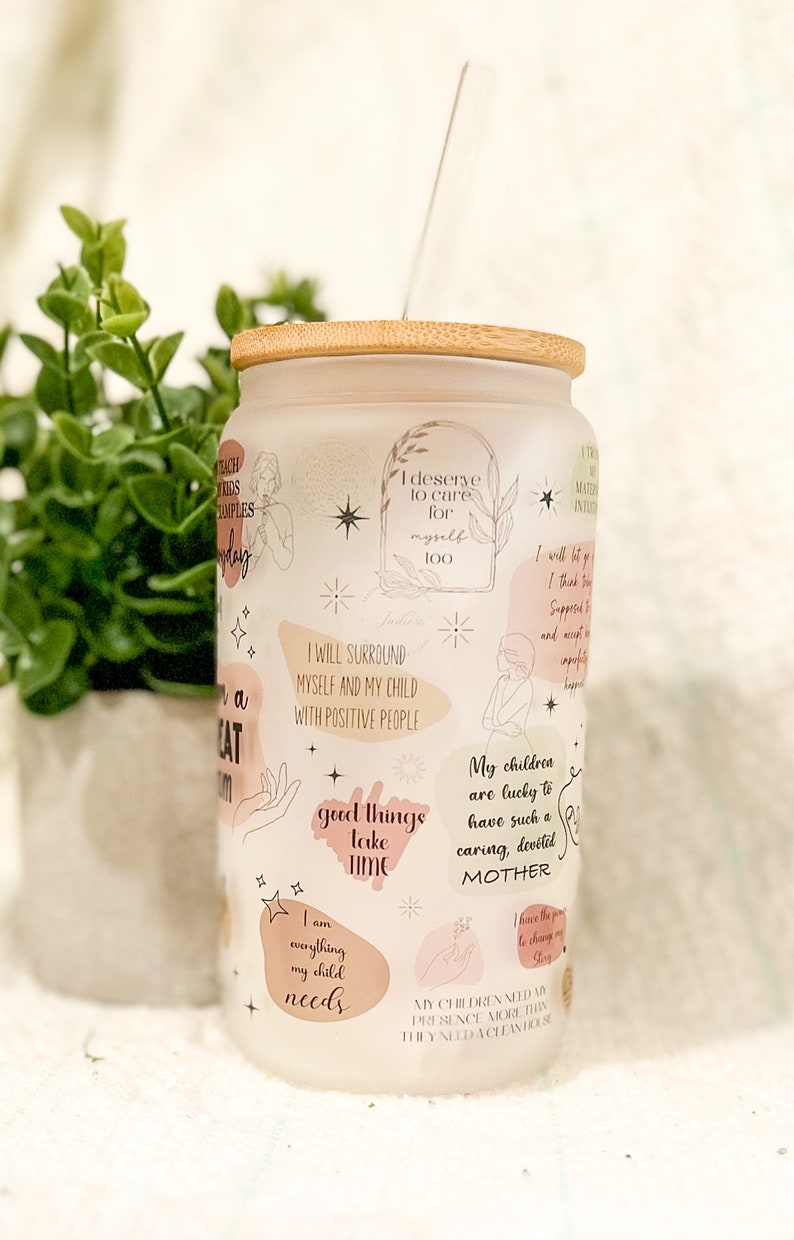 Unique Mom Affirmation Glass Can 18 Oz Sublimated Mom Iced Etsy