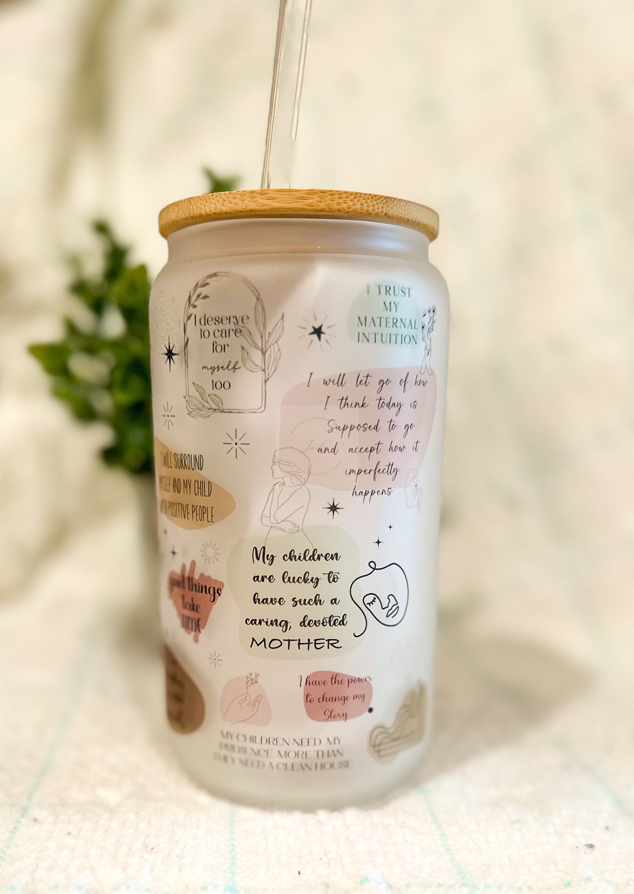 Unique Mom Affirmation Glass Can 18 OZ Sublimated Mom Iced - Etsy