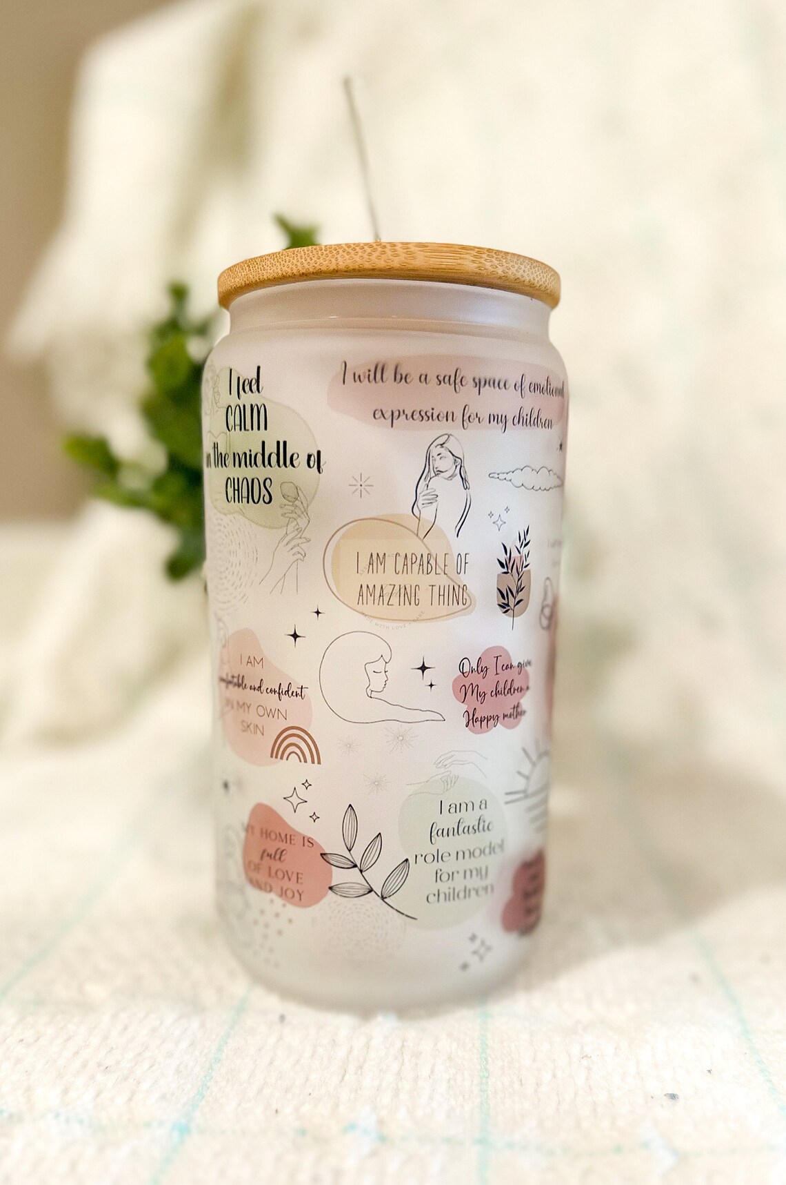 Unique Mom Affirmation Glass Can 18 OZ Sublimated Mom Iced - Etsy