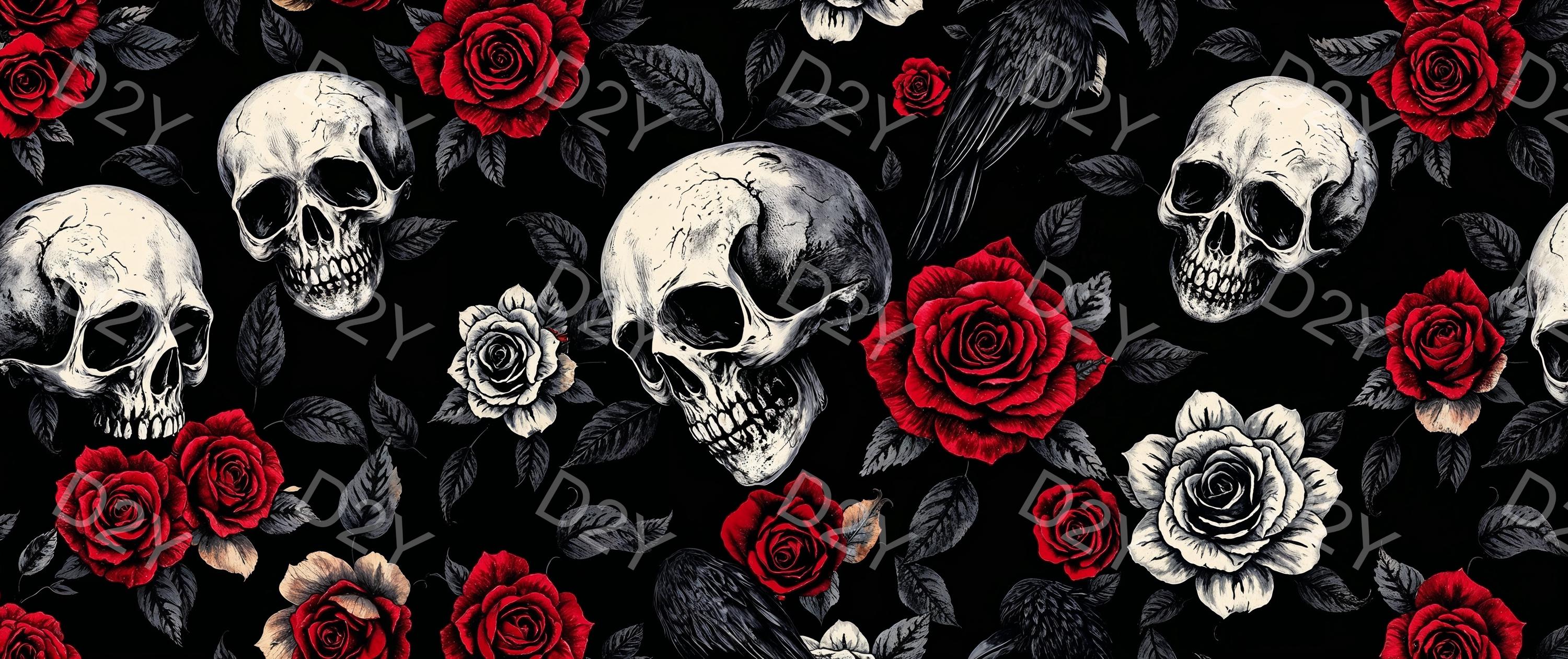 A Dramatic Seamless Gothic Pattern Depicting Detailed Illustrations of ...