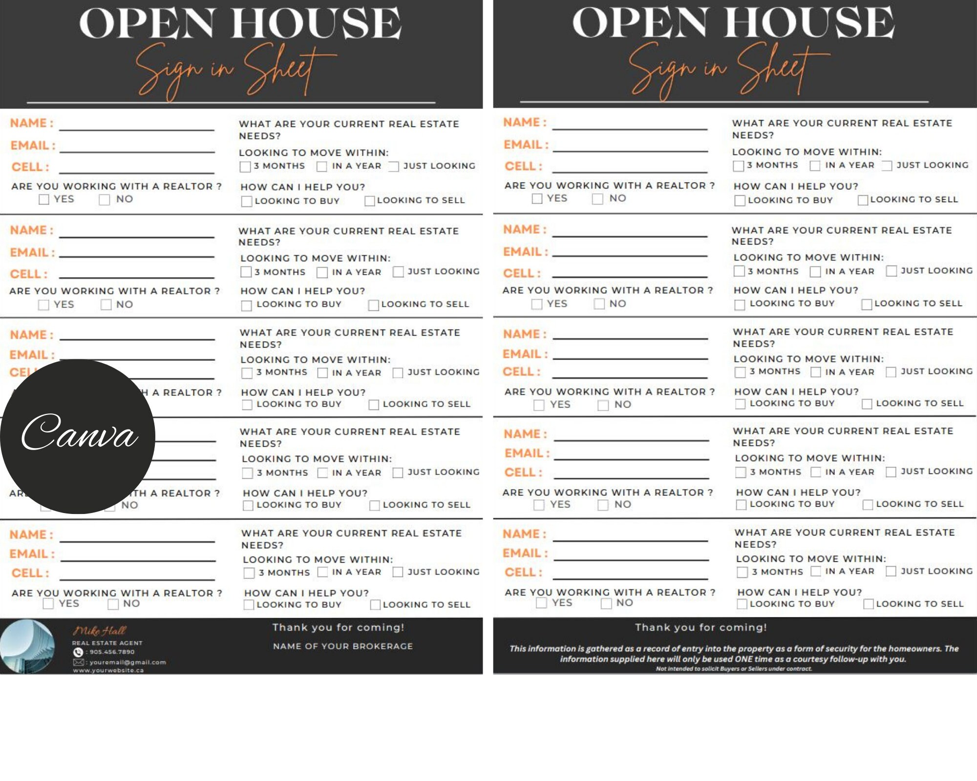Open House Sign in Sheet, Forms, Welcome Signs | Real Estate Marketing ...