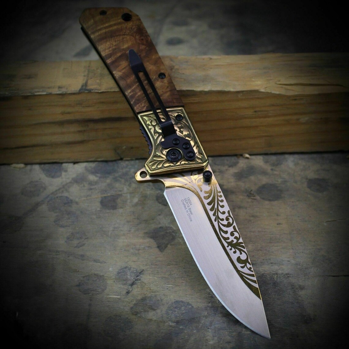 Ornate WOOD Pocket Knife Blade - Etsy