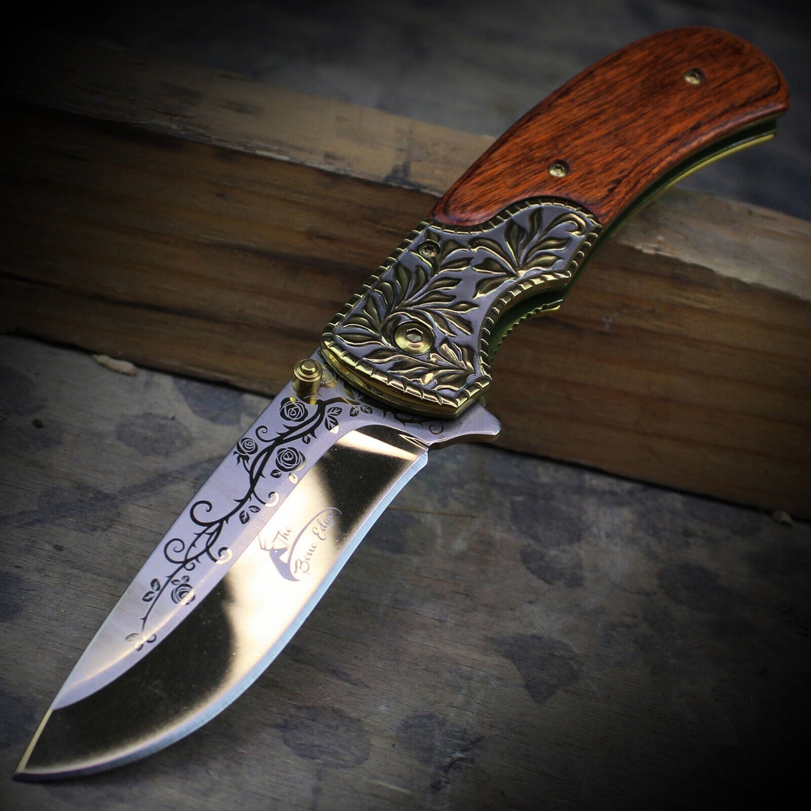 Ornate WOOD Pocket Knife Blade - Etsy