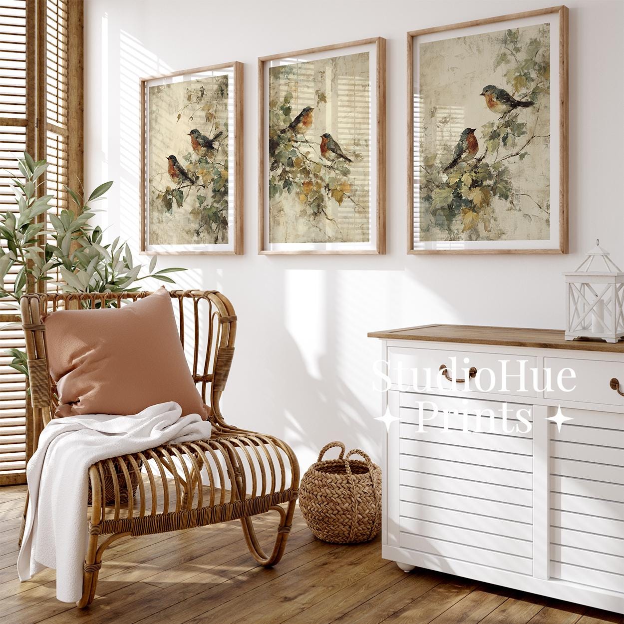 Vintage Robin Bird Wall Art Set of 4, Printable Bird Prints ...