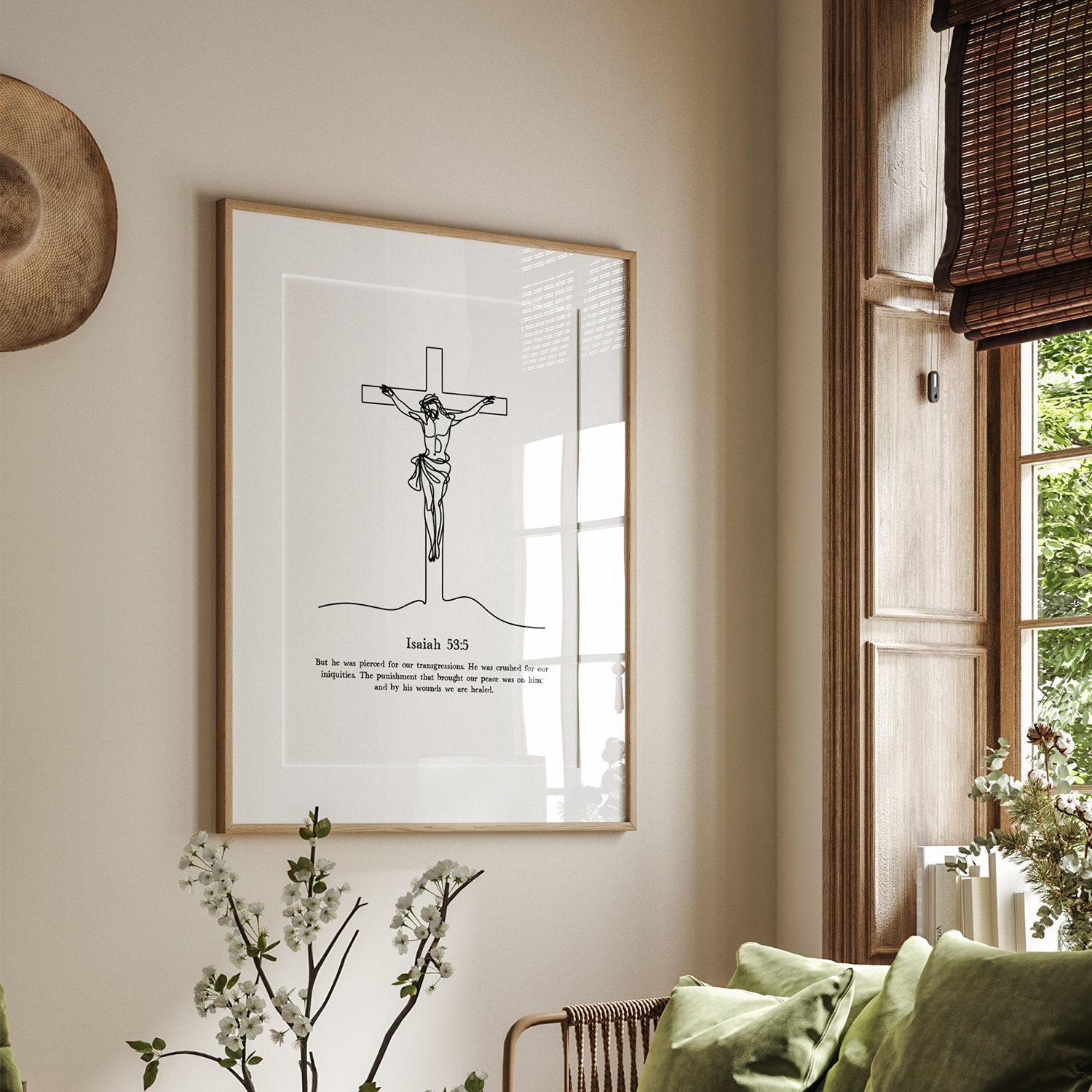 Minimalist Christian Line Art, Crucifixion of Christ, Calvary, Jesus on ...