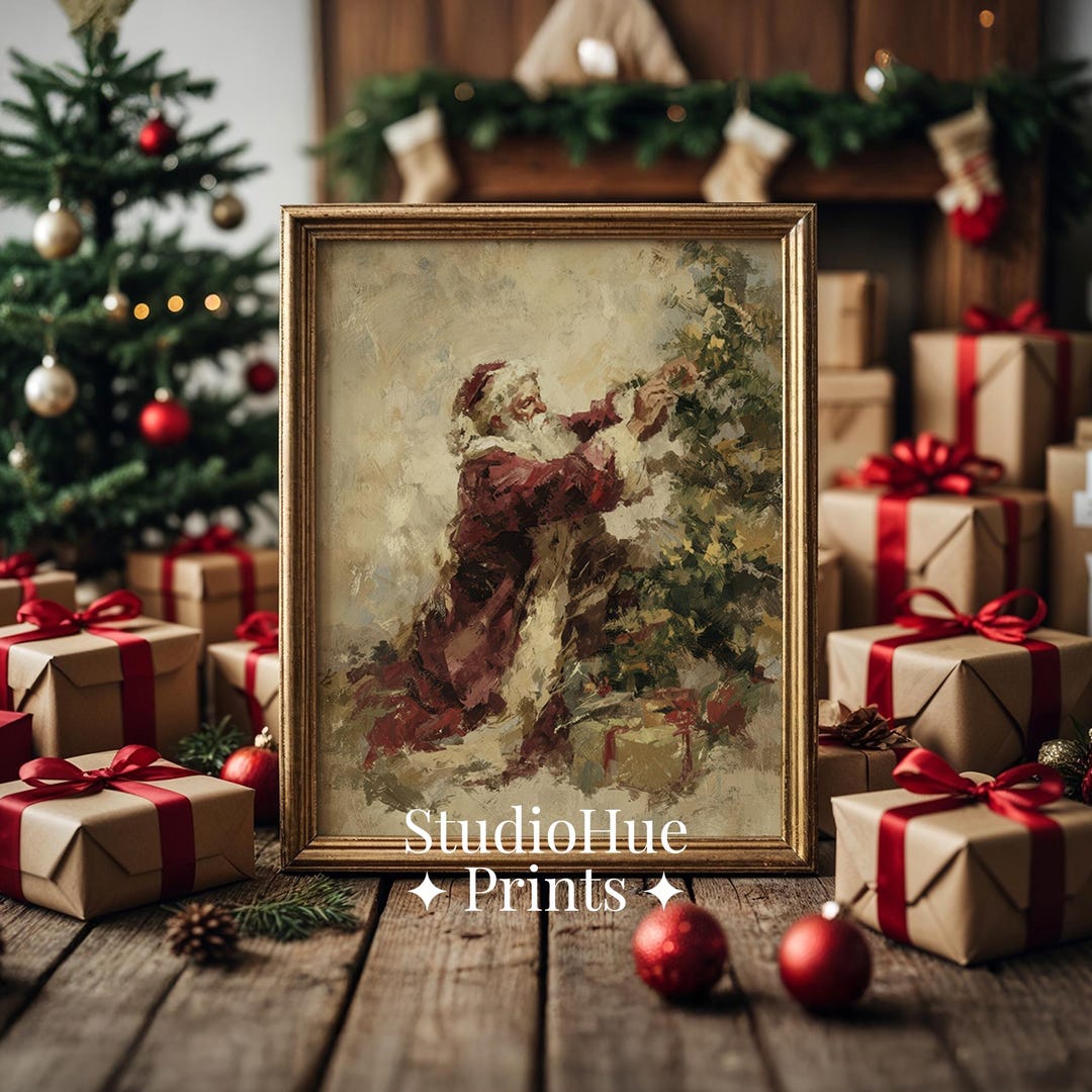 Printable Santa Claus Wall Art, Vintage Holiday Decor, Vintage ...