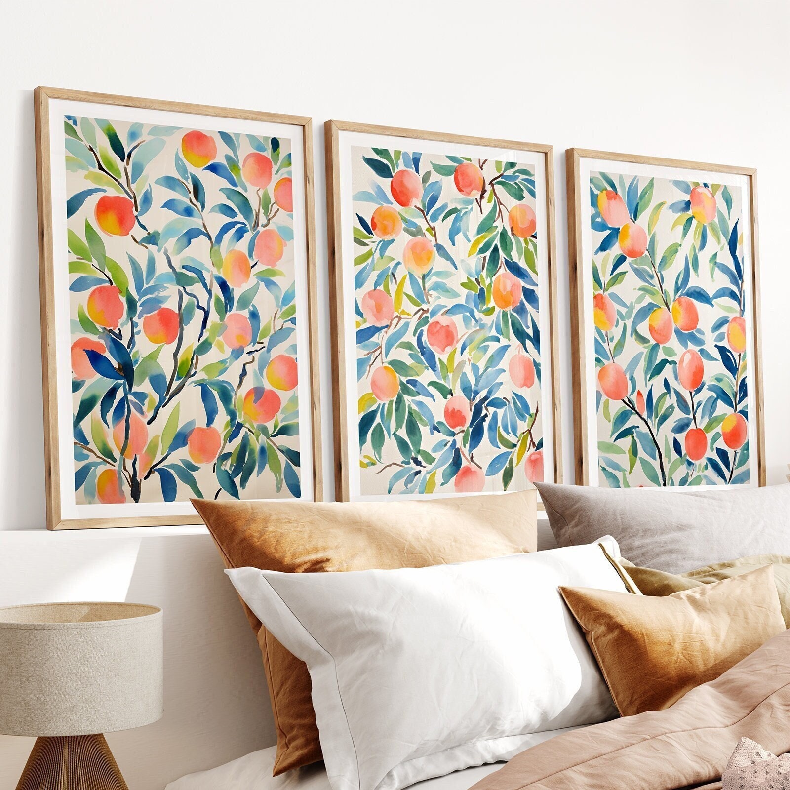 Peaches Printable Wall Art, Set of 3, Peach Print, Peach Painting ...