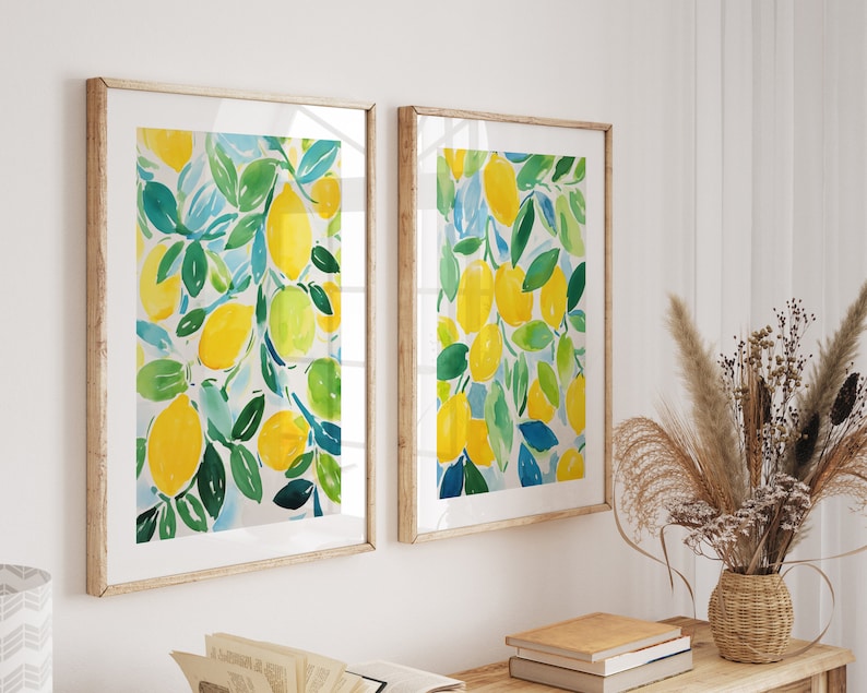 Lemons Printable Wall Art, Set of 3, Lemons Print, Botanical Wall Art ...