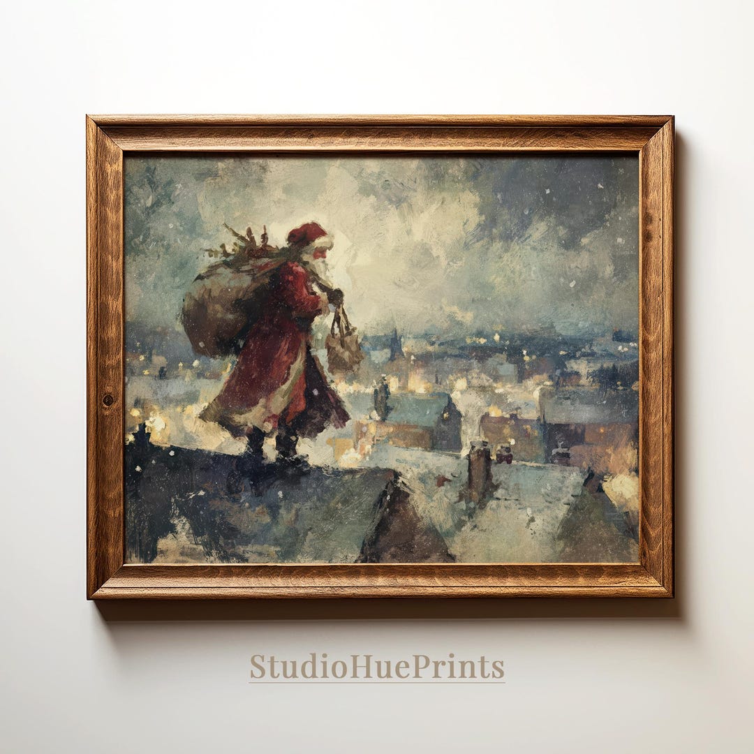 Vintage Santa Christmas Printable Wall Art, Santa Claus Print, Rustic ...