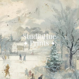 Vintage Christmas Winter Scene Print: Rustic Winter Printable Wall Art ...