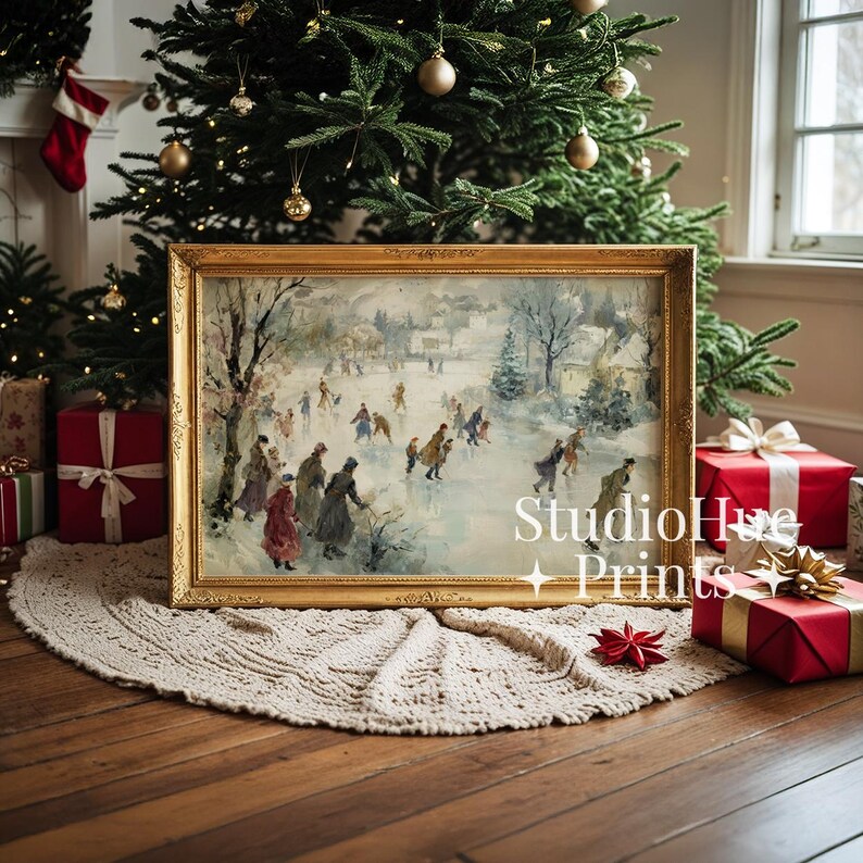 Vintage Christmas Winter Scene Print: Rustic Winter Printable Wall Art ...