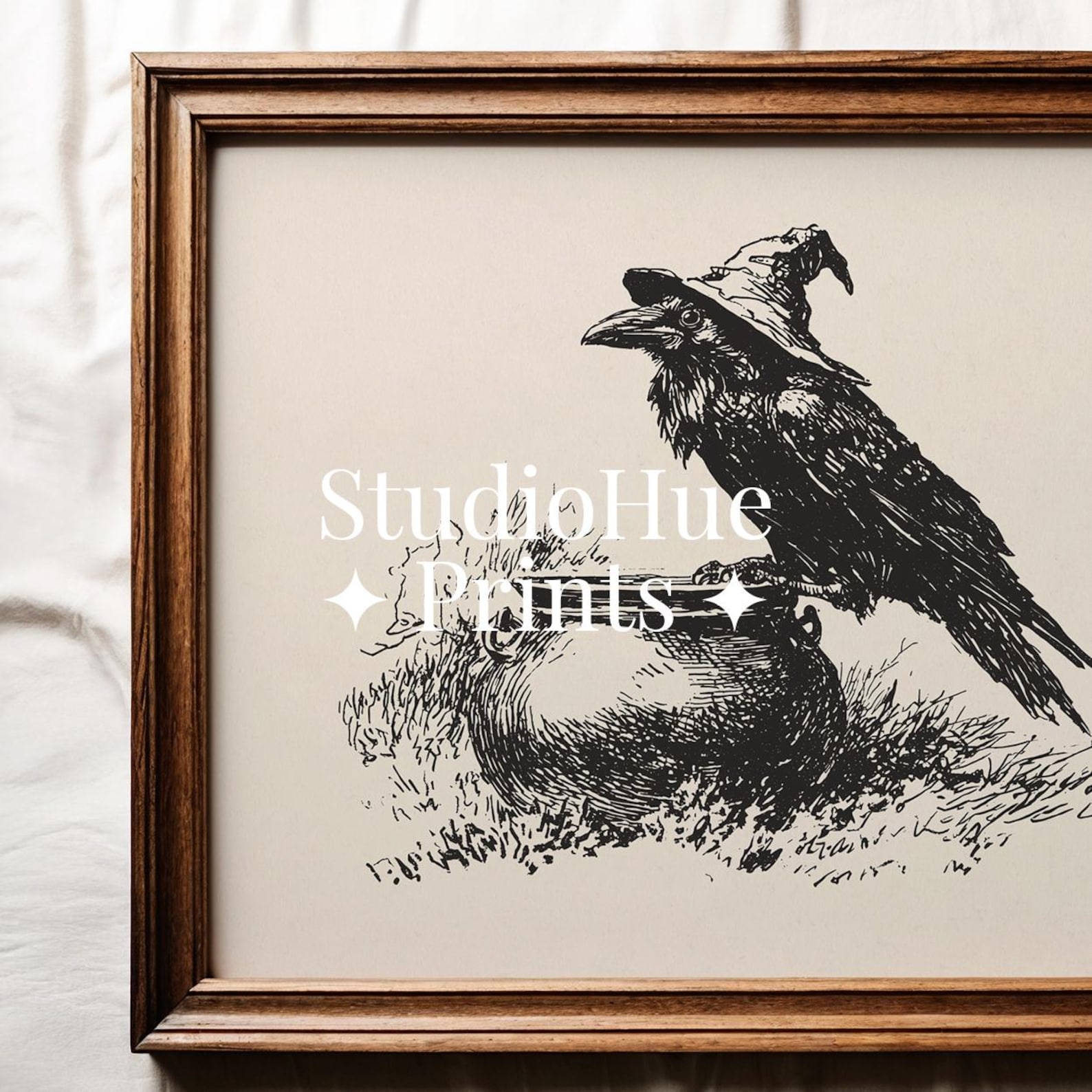 Witchy Raven Sketch Print, Vintage Halloween Decor (digital Print) - Etsy