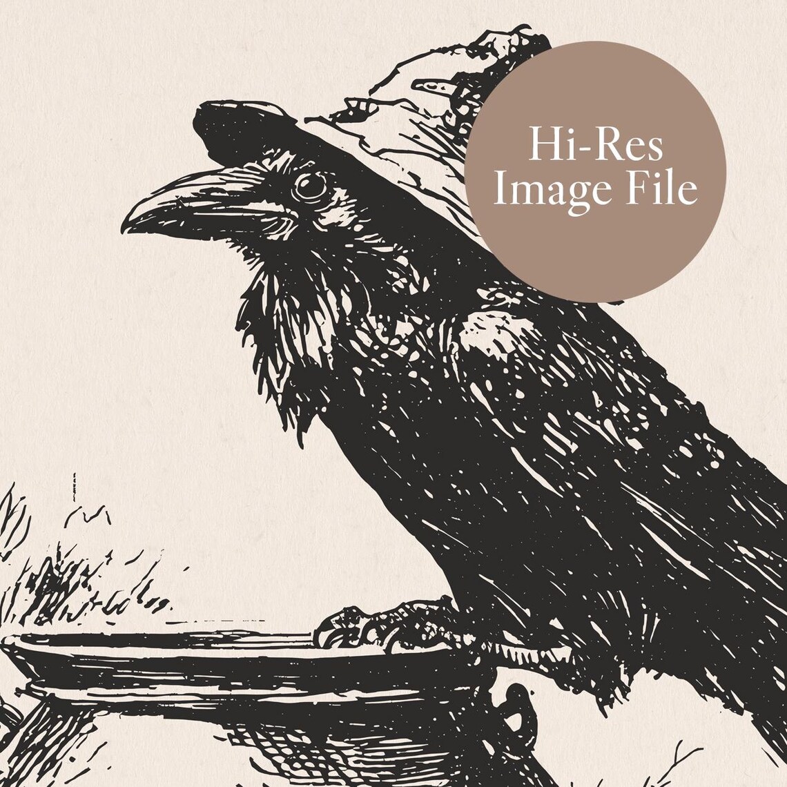 Witchy Raven Sketch Print, Vintage Halloween Decor (digital Print) - Etsy