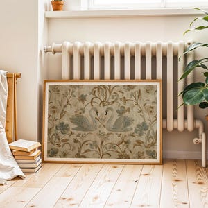 Vintage Swan Wallpaper Pattern Art Print, Printable Wall Art, French ...
