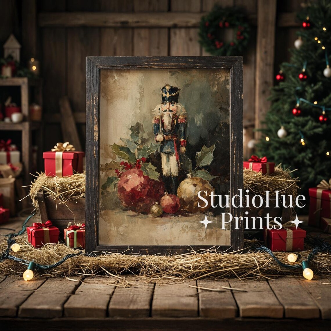 Vintage Nutcracker Christmas Print: Rustic Holiday Wall Art (digital ...