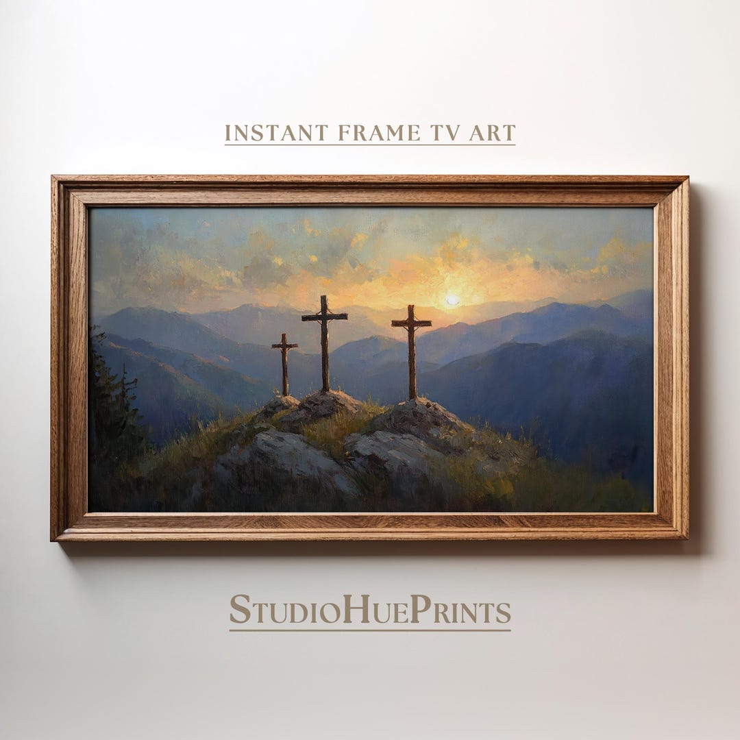 Christian Cross Frame TV Art, Easter TV Art, Christian Frame TV Art, He ...