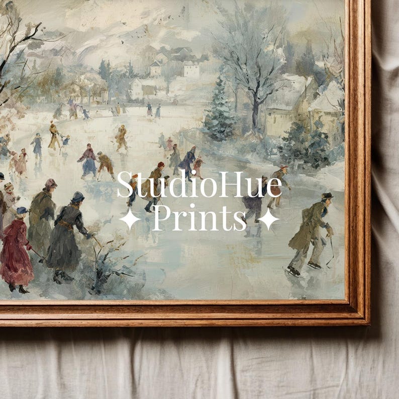 Vintage Christmas Winter Scene Print: Rustic Winter Printable Wall Art ...