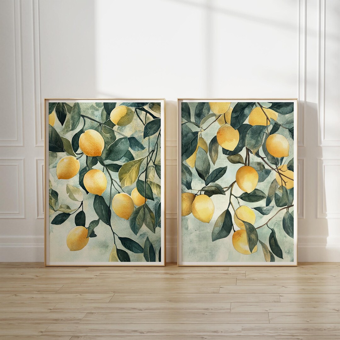 Lemons Printable Wall Art Set of 2 Kitchen Wall Art Lemons Print ...