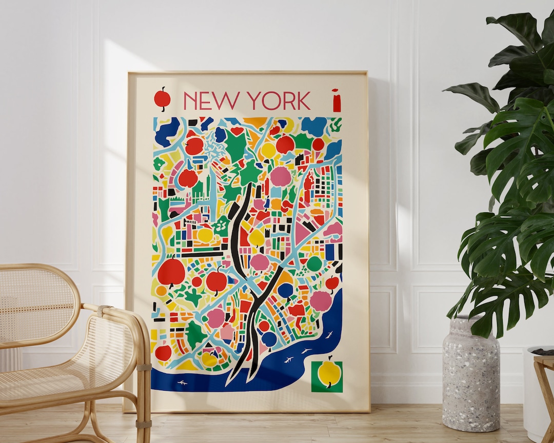 New York City Map Printable Wall Art, New York City Art Print, Mid ...