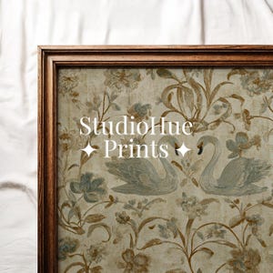 Vintage Swan Wallpaper Pattern Art Print, Printable Wall Art, French ...