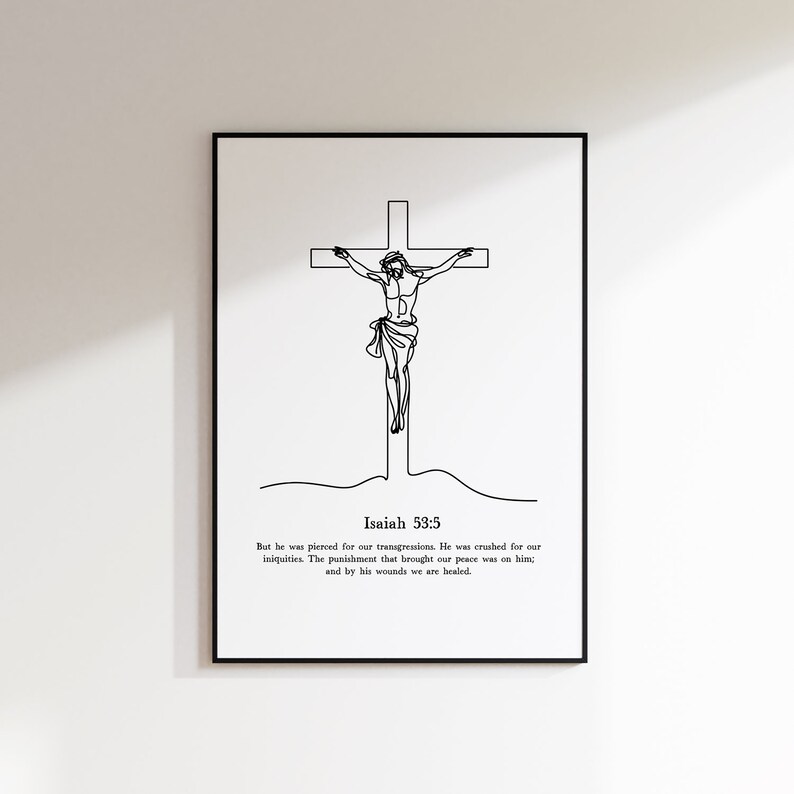 Minimalist Christian Line Art, Crucifixion of Christ, Calvary, Jesus on ...