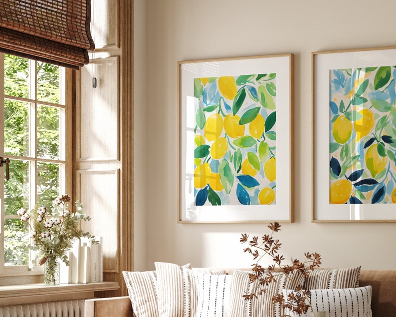 Lemons Printable Wall Art, Set of 3, Lemons Print, Botanical Wall Art ...