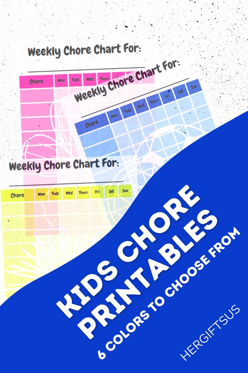 Kids Daily Chore Chart Printable Download, 6 Colors - Etsy