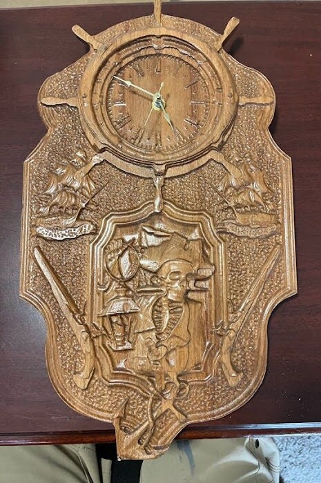 Skeleton Pirate Captain Steering Ship. Hardwood Clock Made - Etsy