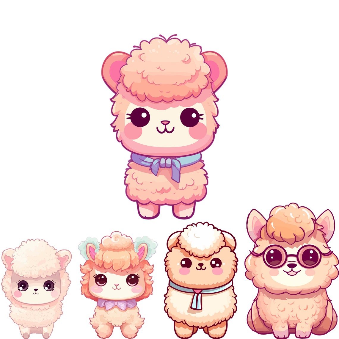 Alpaca Clip Art Different Colors Instant Download Cute Alpacas Cute ...