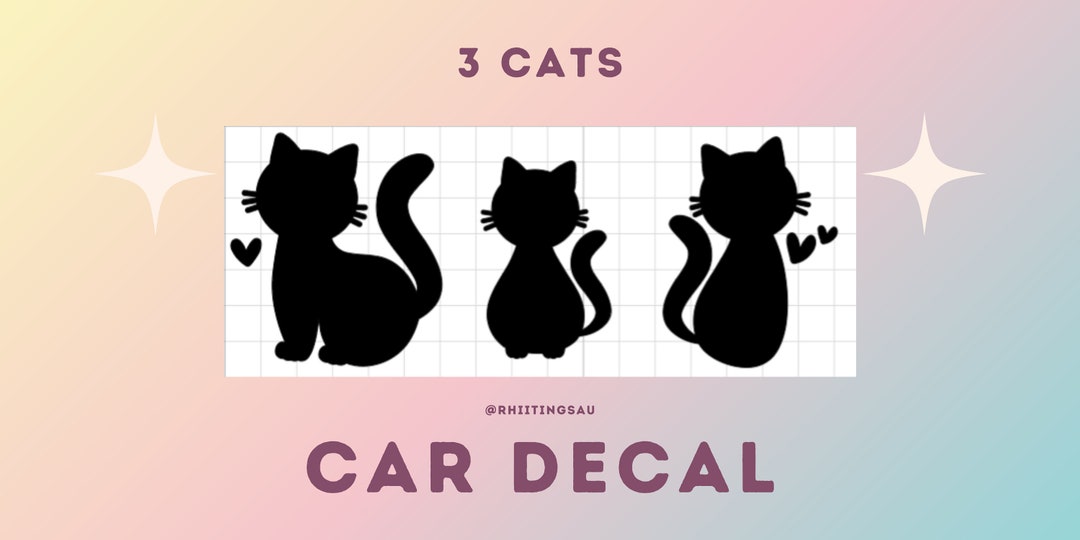 3 Cats - Car Decal - Cat Family Car Sticker! More Colours Available ...