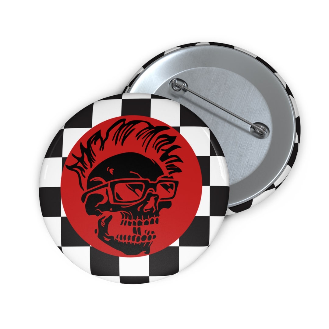 Punk Button for Jacket Rockabilly Punk Rock Pin Checkerboard Ska Punk ...