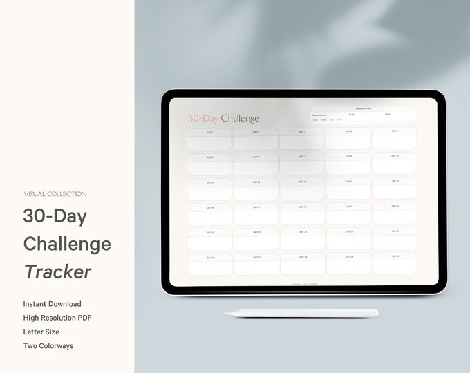 30 Day Challenge Worksheet - Etsy