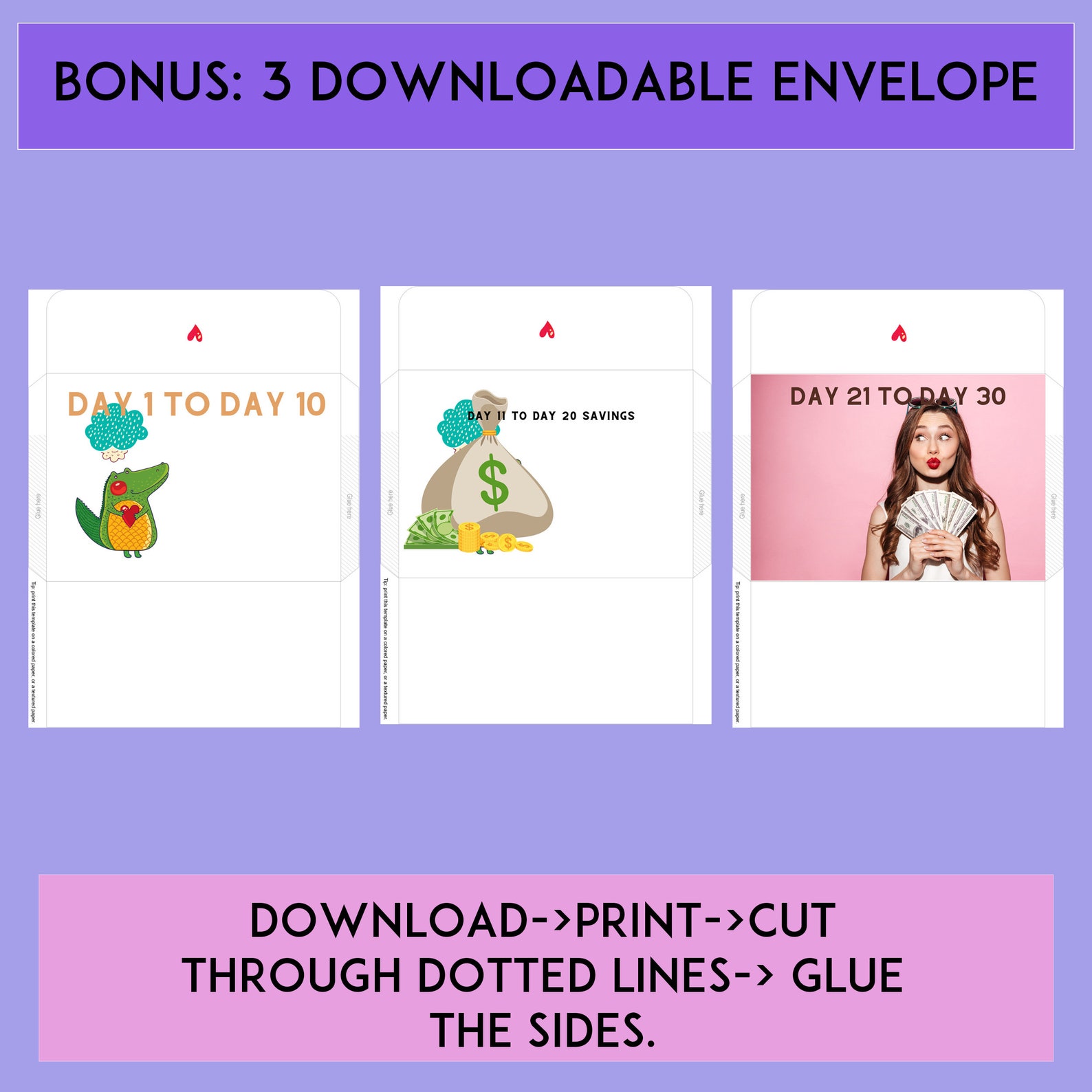 3,000 Savings Challenge | 3 Printable Envelopes | 3,000 Money Saving ...