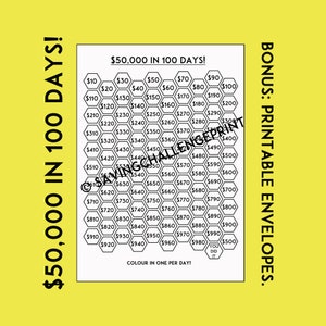 50,000 Savings Challenge 10 Printable Envelopes 50,000 Money Saving ...