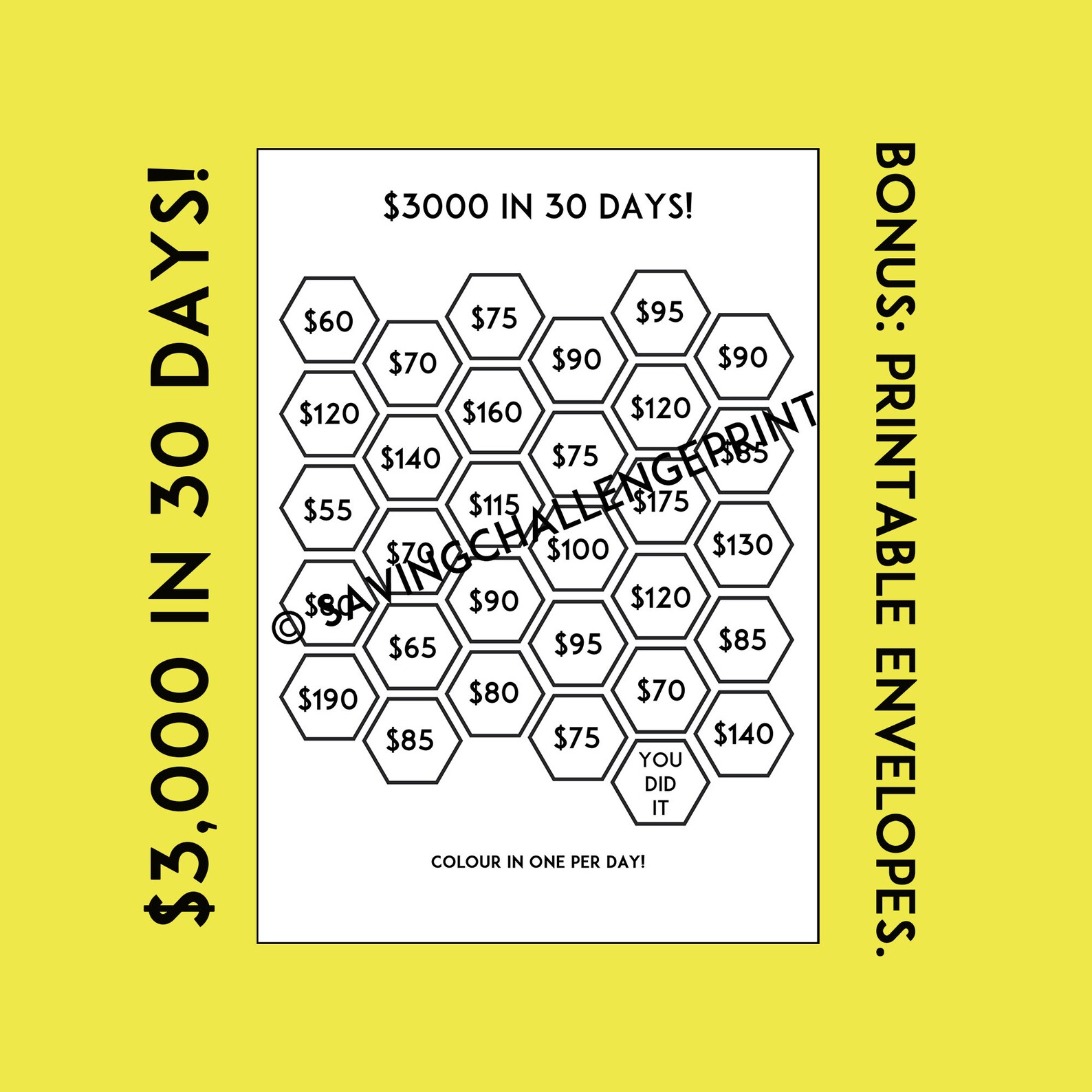 3,000 Savings Challenge | 3 Printable Envelopes | 3,000 Money Saving ...