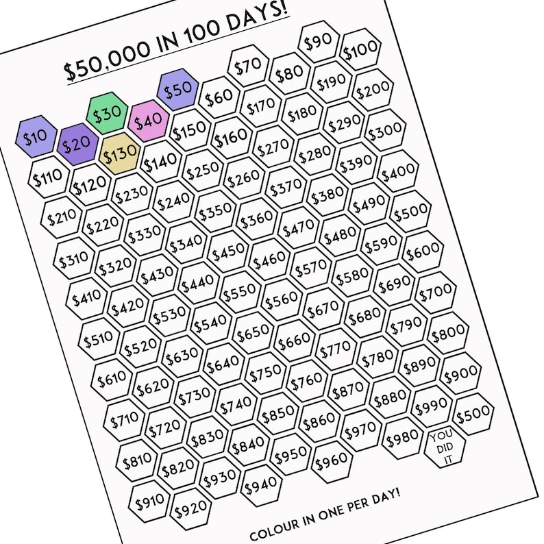 50,000 Savings Challenge 10 Printable Envelopes 50,000 Money Saving ...
