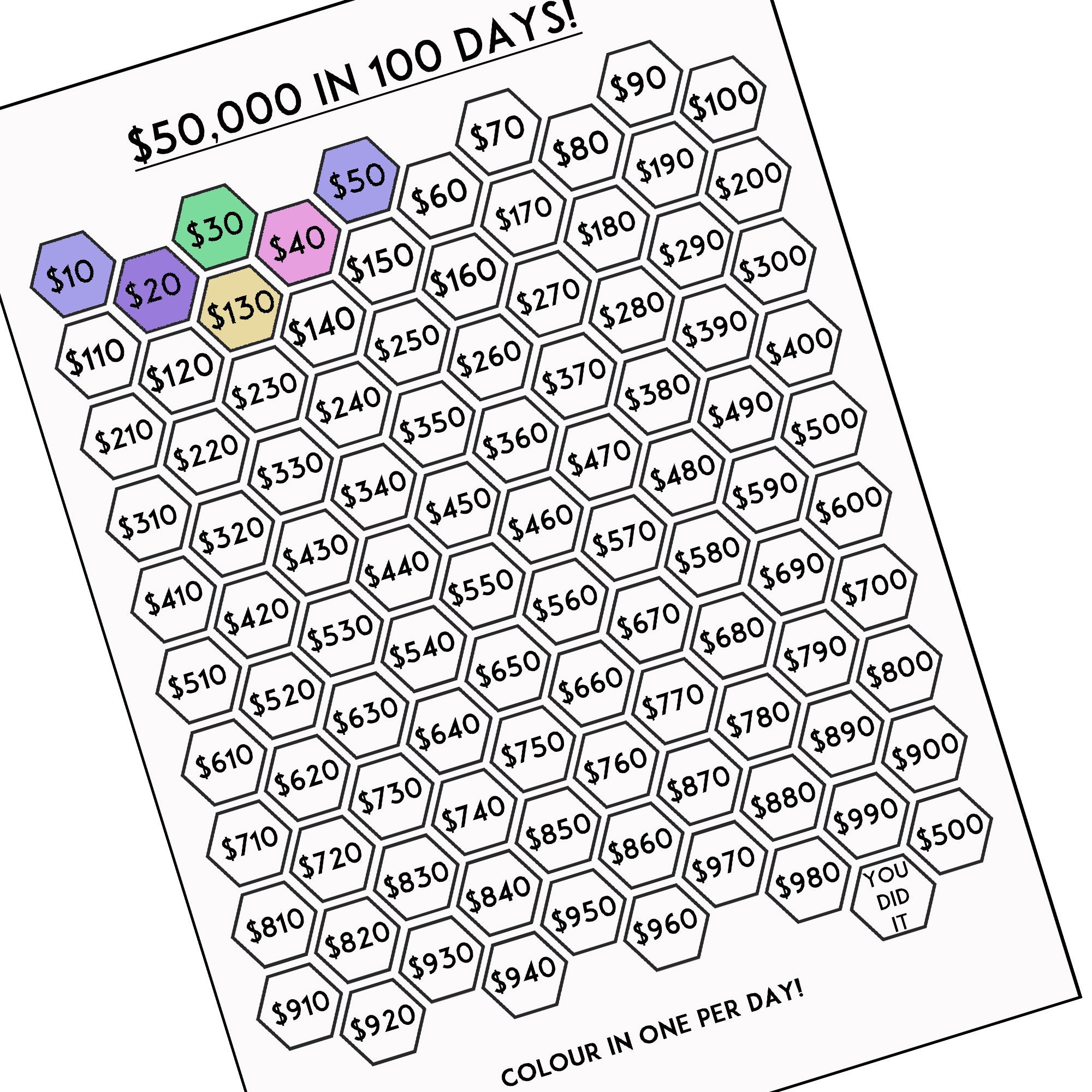 50,000 Savings Challenge 10 Printable Envelopes 50,000 Money Saving ...